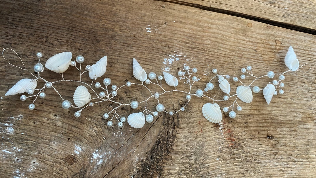 White Sea Shell Wedding Hair Vine Bridal | Beach Wedding Crown |boho ...