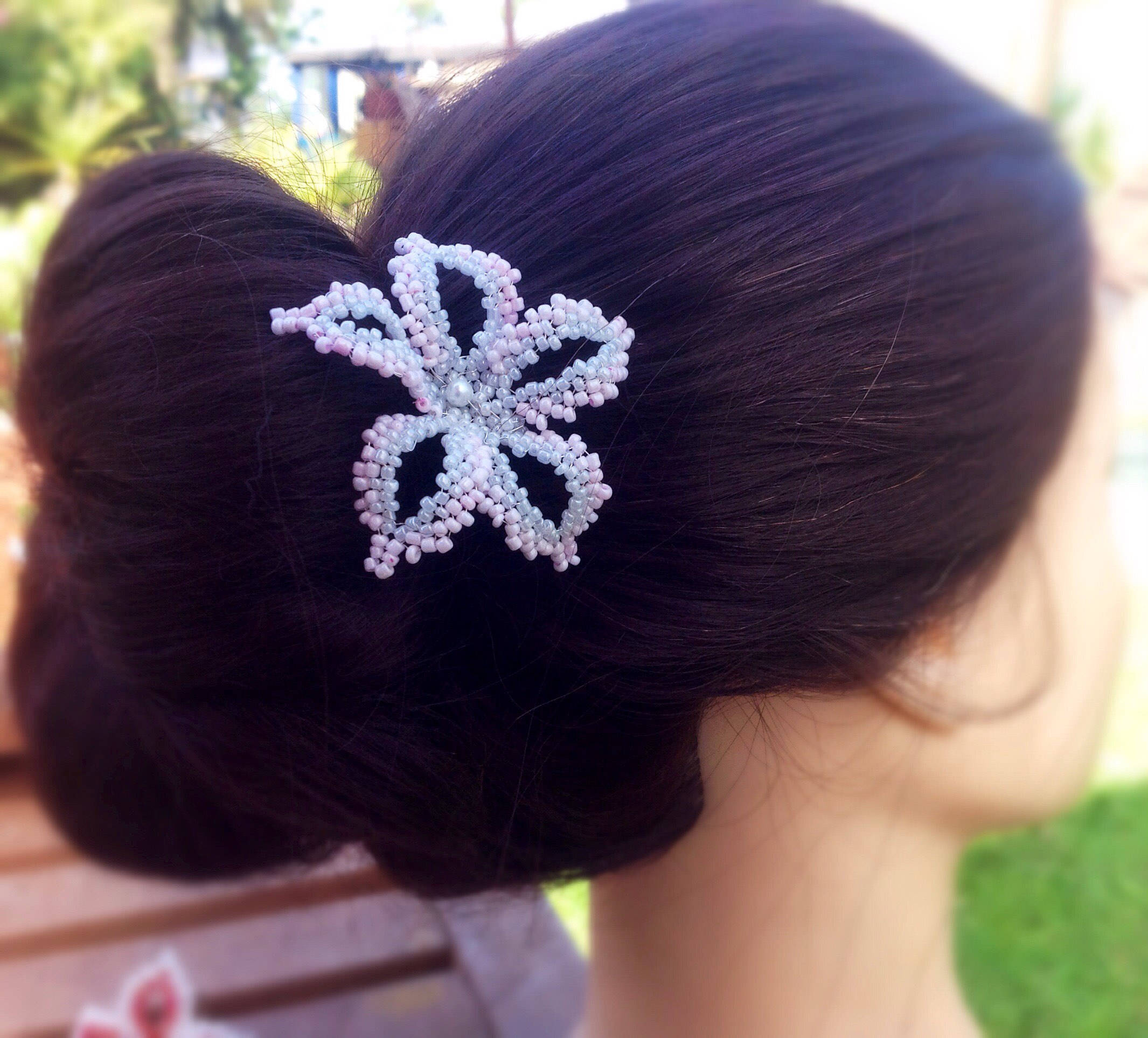 Bead Flower Hair Pinbeaded Hair Pin French Beaded Hawaiian - Etsy UK