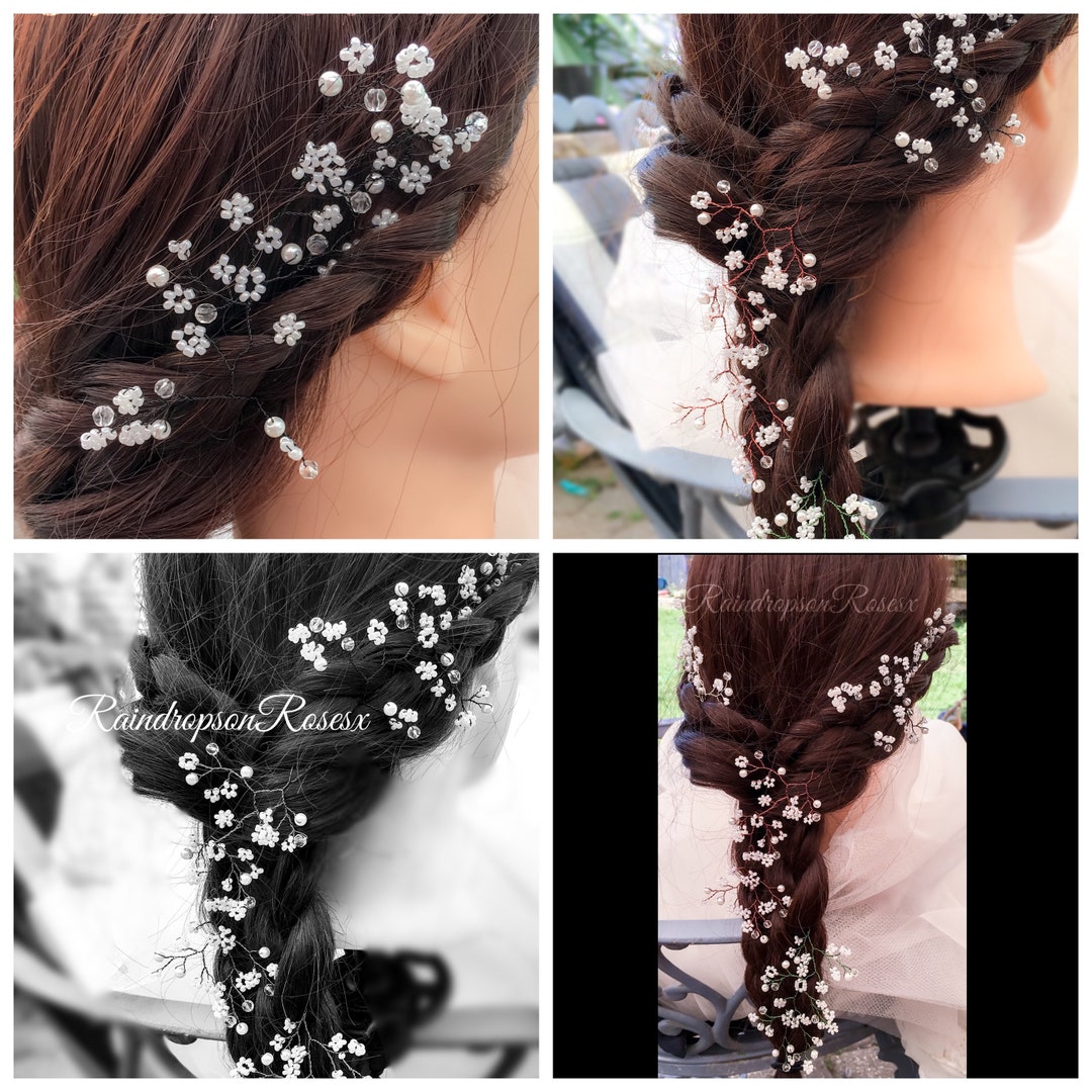 Wedding Hair Vine Sprigs Gypsophila, Babys Breath Bridal Hairpiece ...