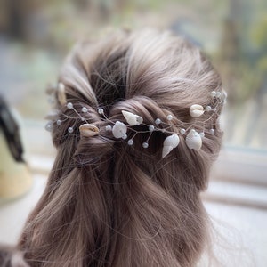 White Sea Shell Wedding Hair Vine Bridal | Beach Wedding Crown |boho ...