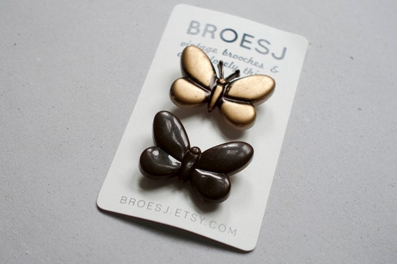 Butterfly Brooch Set Brown | Etsy