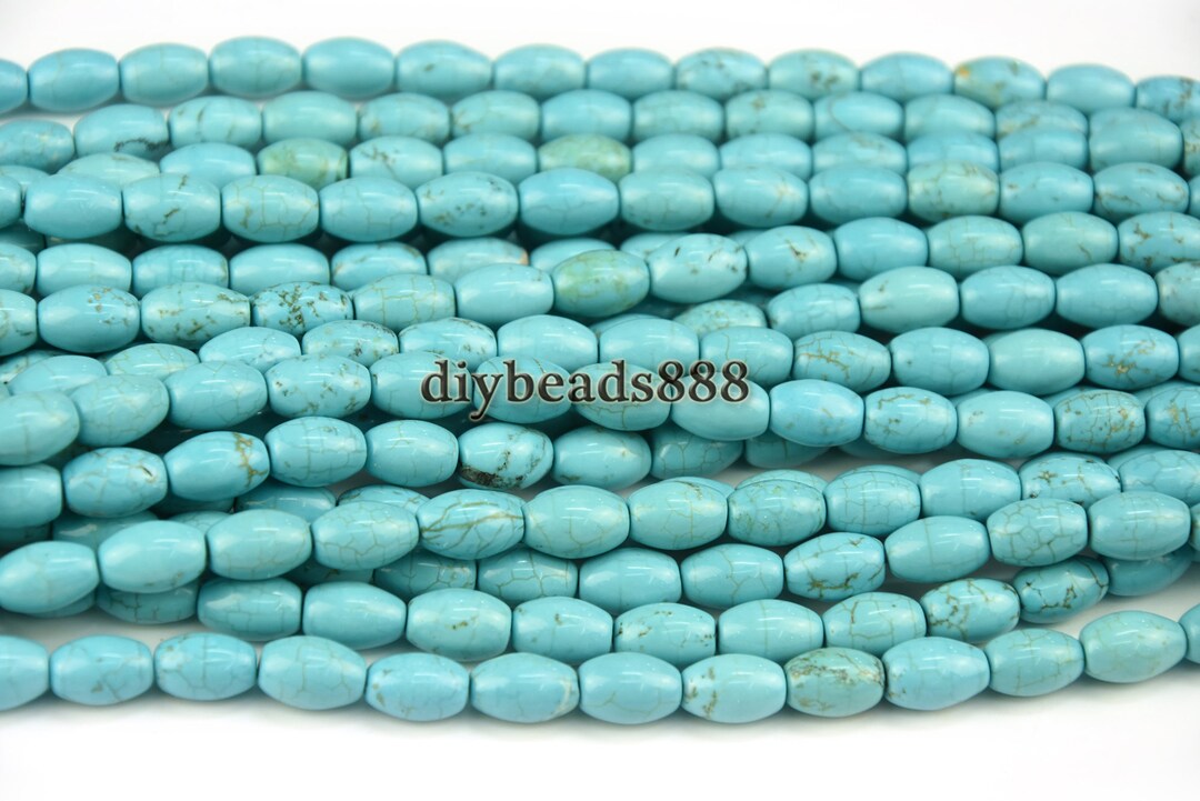 Blue Magnesite Smooth Rice Beads,natural,gemstone,diy Beads,4x6mm ...