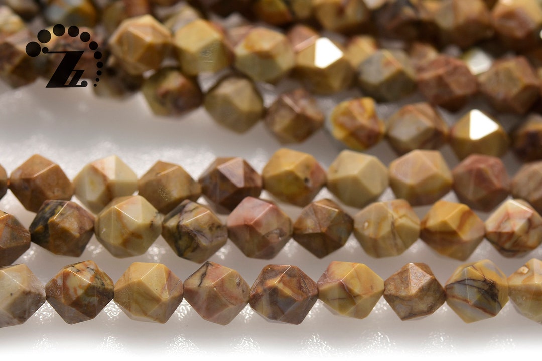 Venus Jasper Faceted Nugget Star Cut Beads, Diamond Cut Bead, Nugget ...