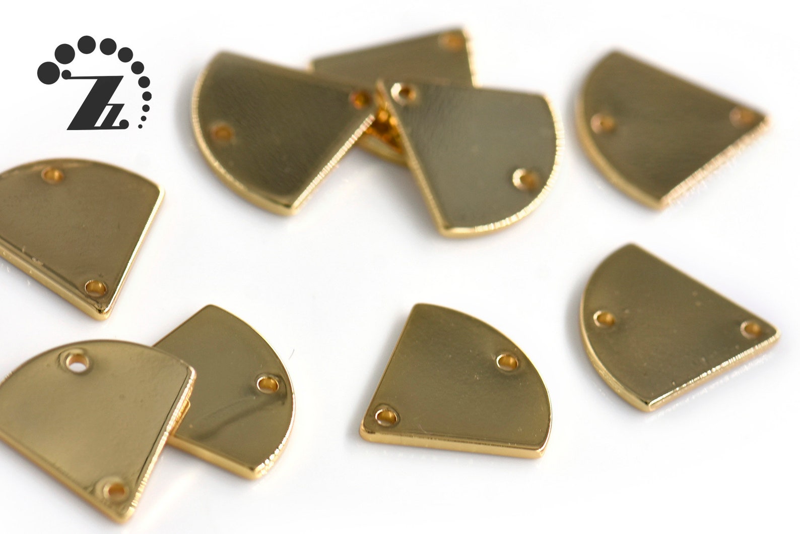 Brass Triangle Connector,fan Shaped Double Hoop Connector,gold Plated ...