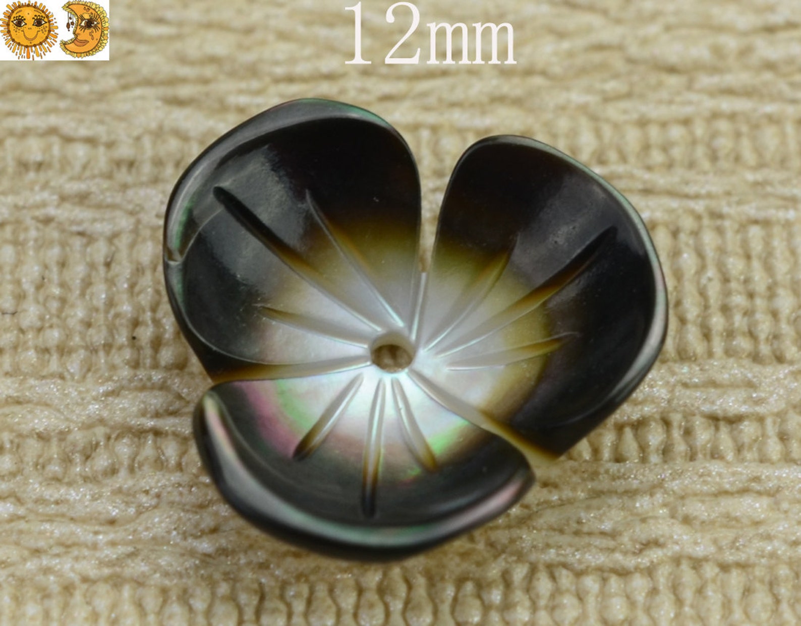 Black Shell10 pcs of natural Black shell carved flower | Etsy