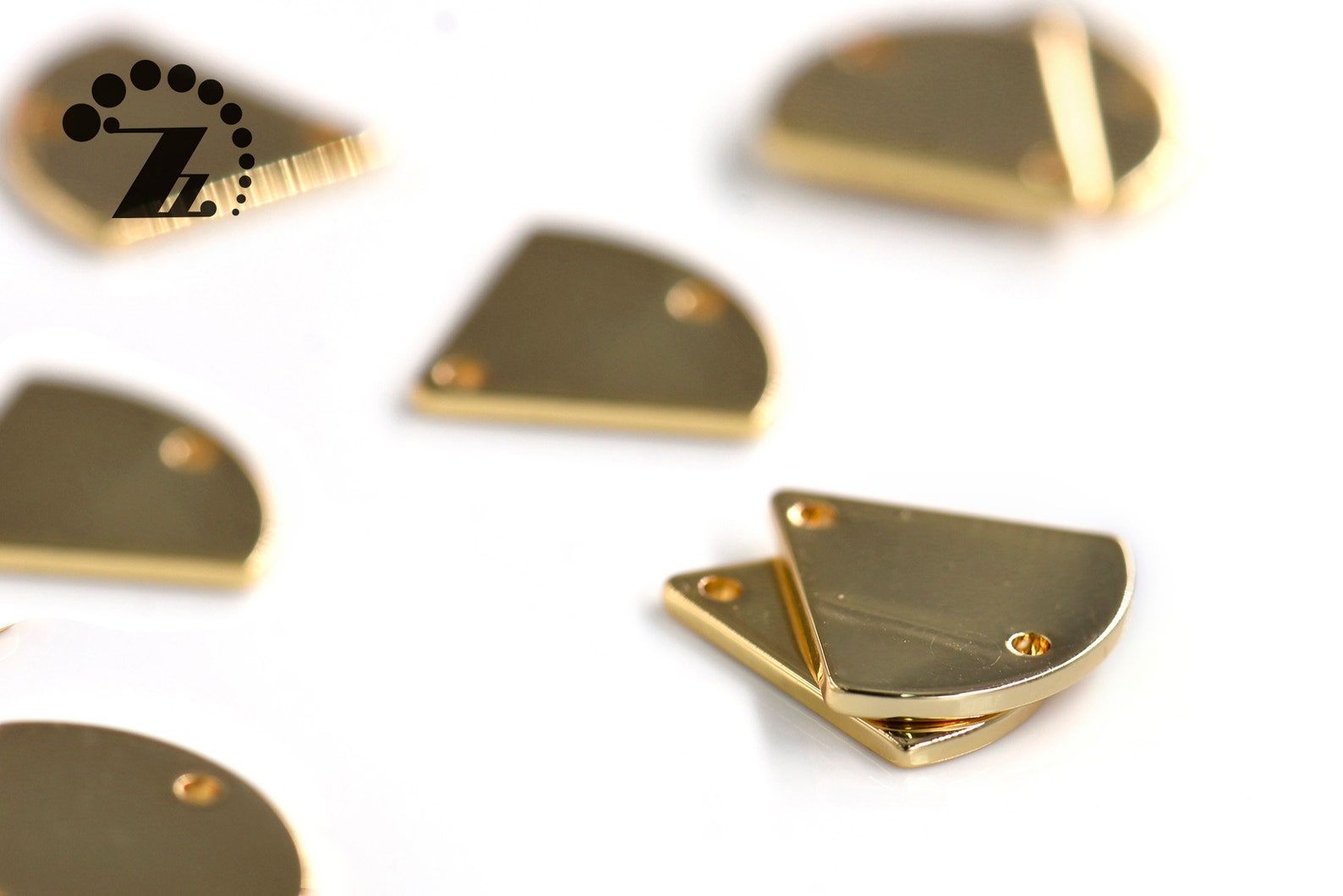 Brass Triangle Connector,fan Shaped Double Hoop Connector,gold Plated ...