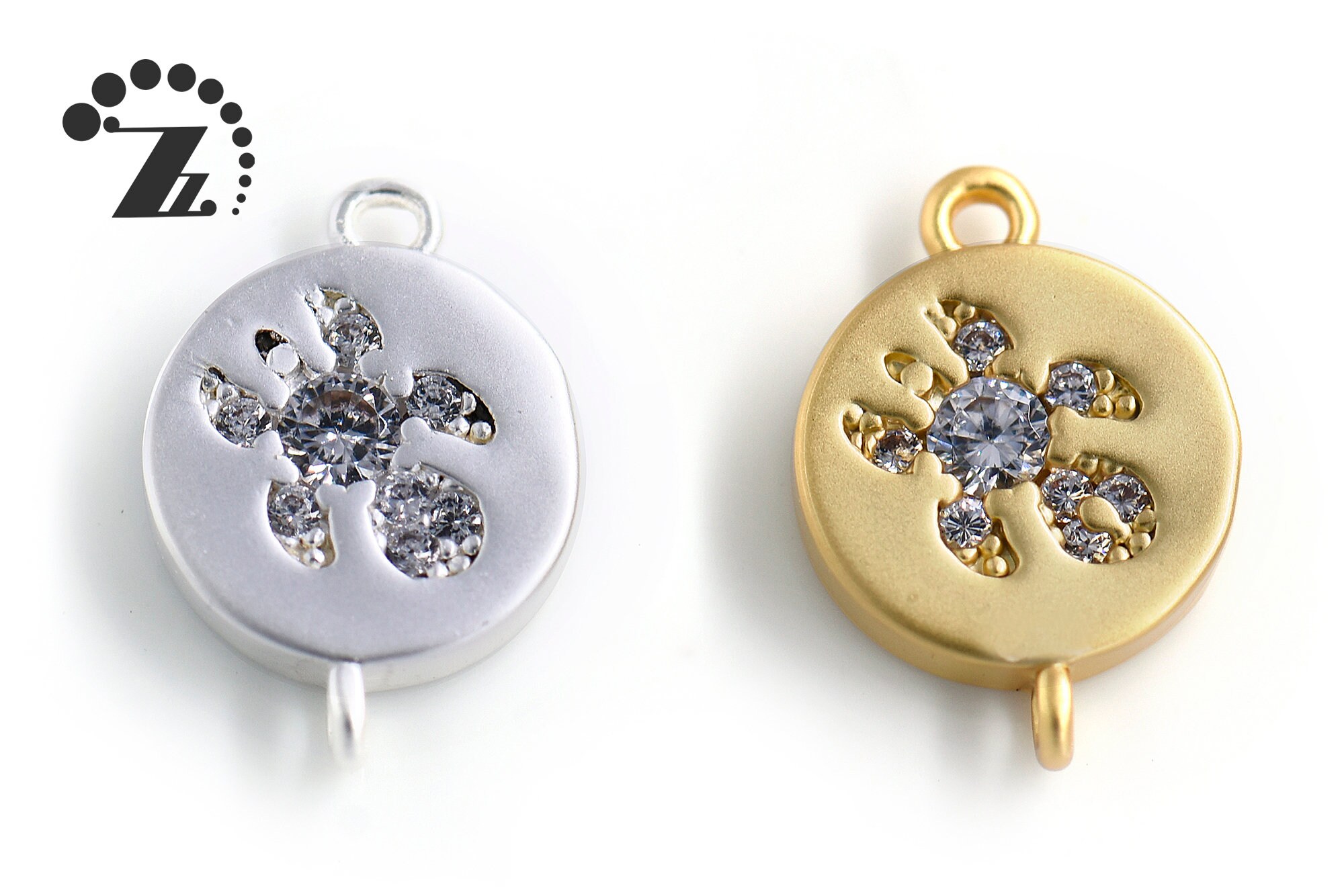 Brass round charms pendantMicro Pave CharmsGold/Sliver | Etsy