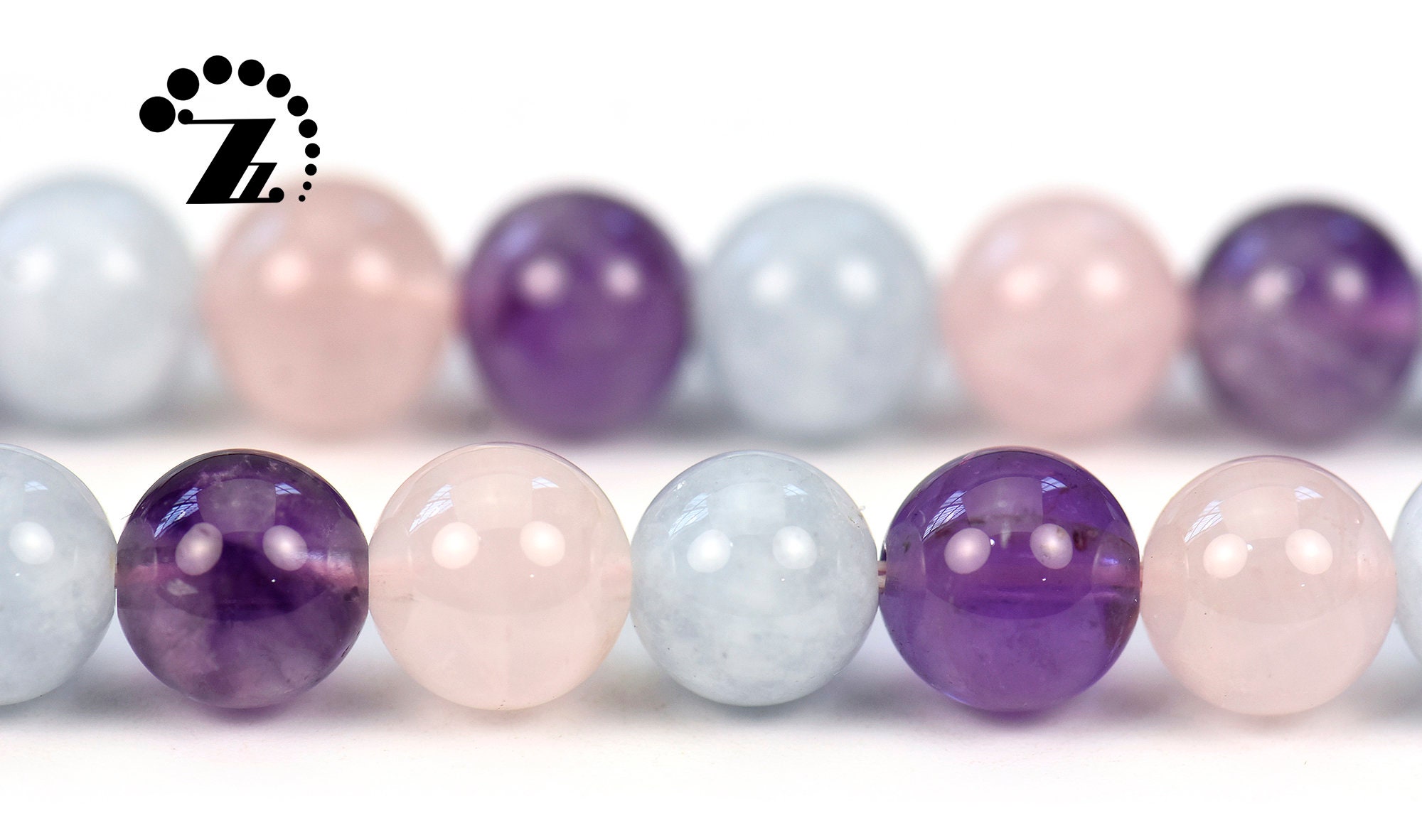 Mixed color Crystal Quartz smooth round beadAmethystRose | Etsy