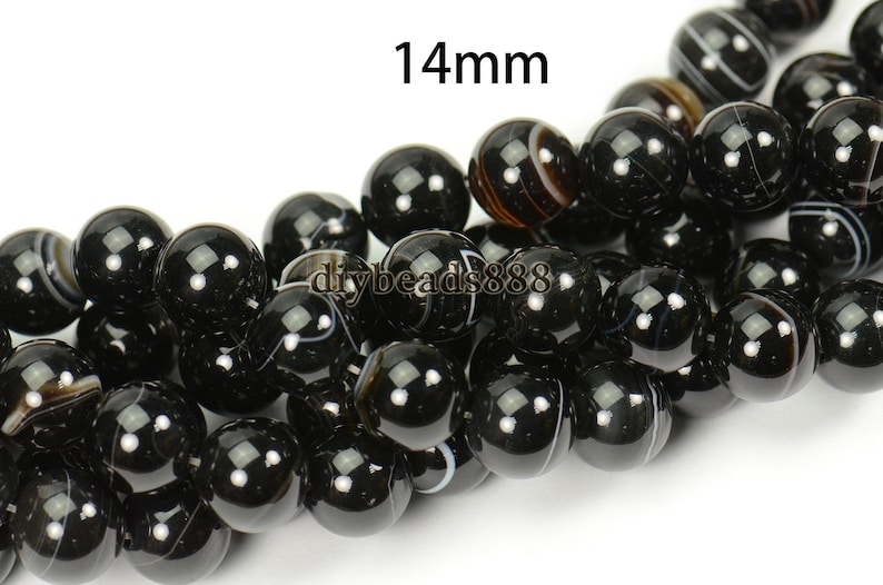 Black Banded Agate Smooth Round Beads,sardonyx Agate,striped Agate,4mm ...