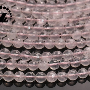 Ice Rose Quartz Beads,faceted (128 Faces) Round Beads, Natural Rose ...