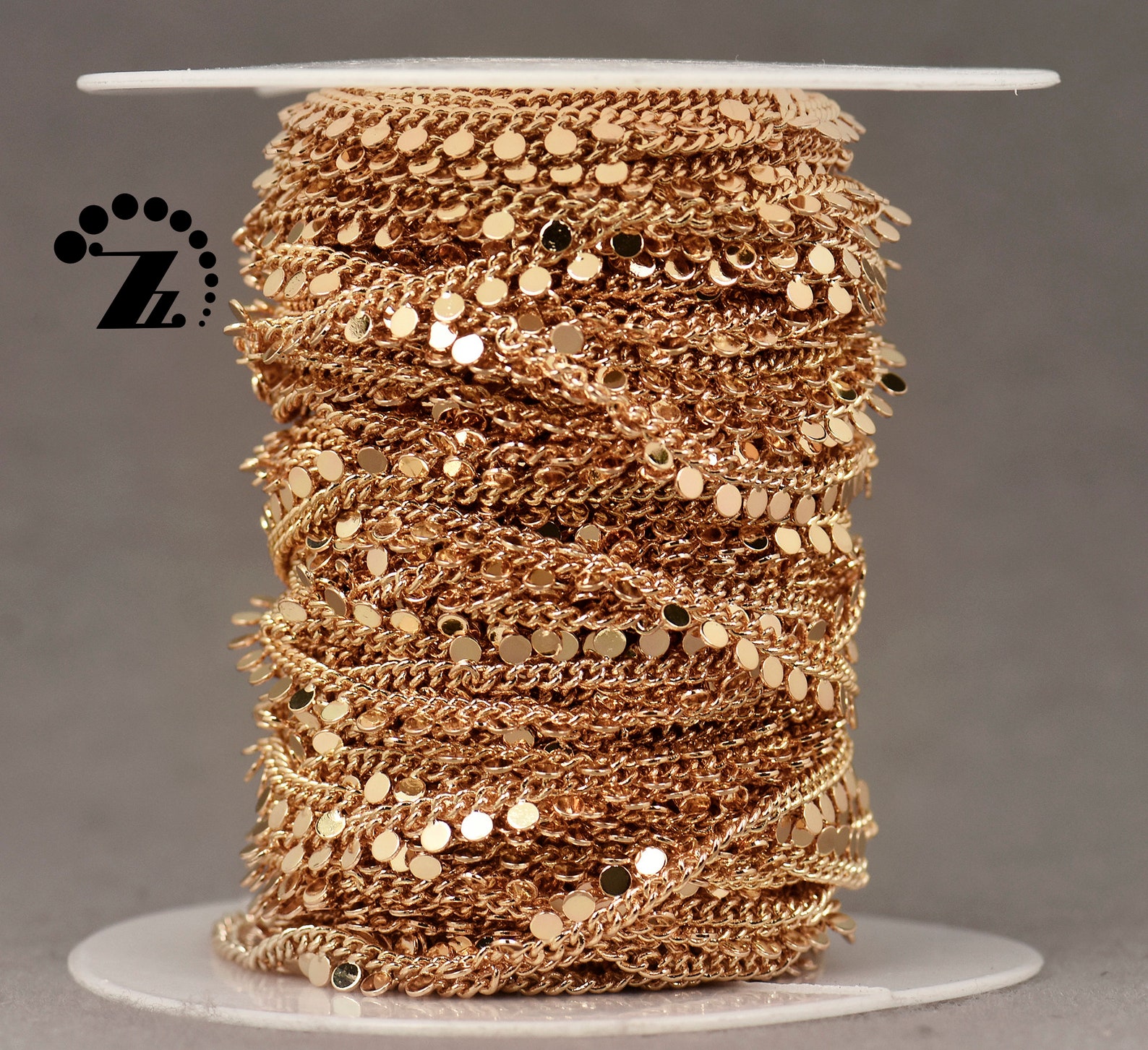 Gold Curb Chain With Round Charms18k Real Gold Plated - Etsy