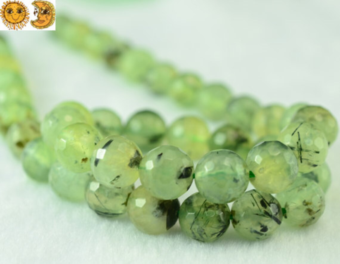 Prehnite15 inch full strand Grade A green Prehnite | Etsy