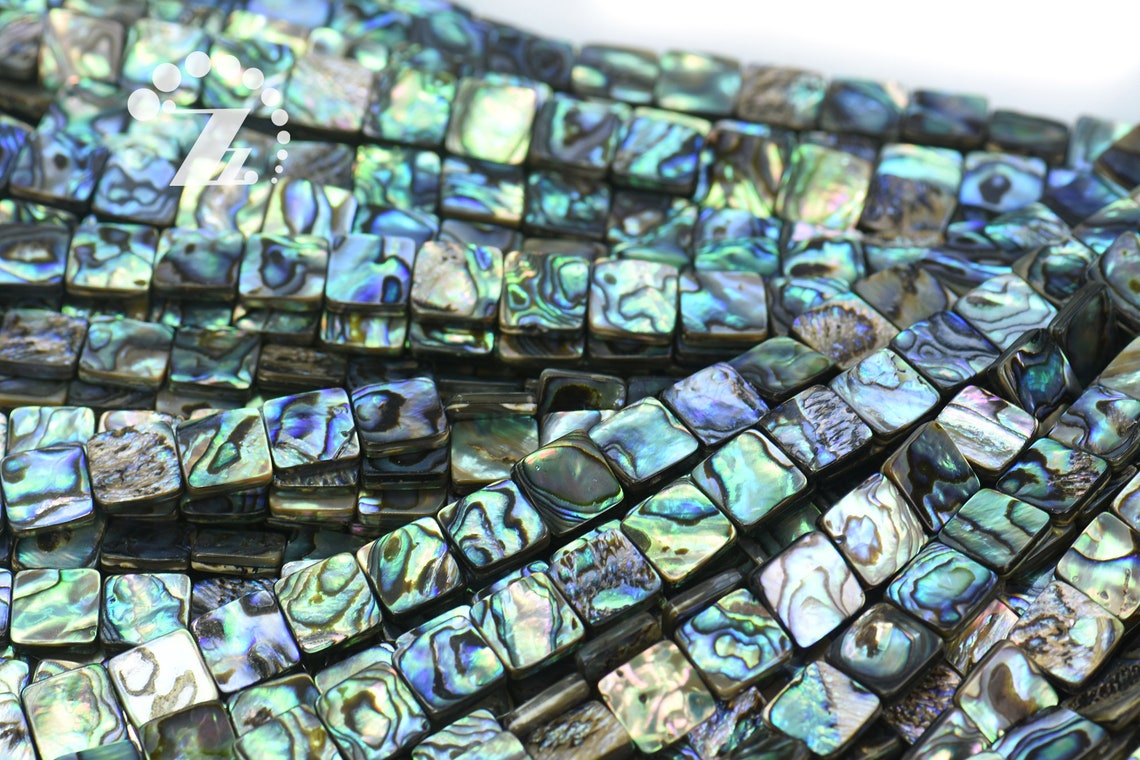 Abalone Shell Smooth Flat Square Beads,rainbow Abalone,paua Shell,sea ...
