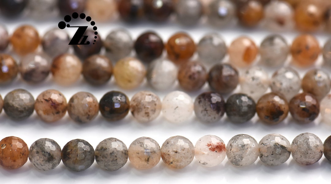 Mixed Lodalite Quartz,faceted (128 Faces) Round Beads,lodalite Quartz ...