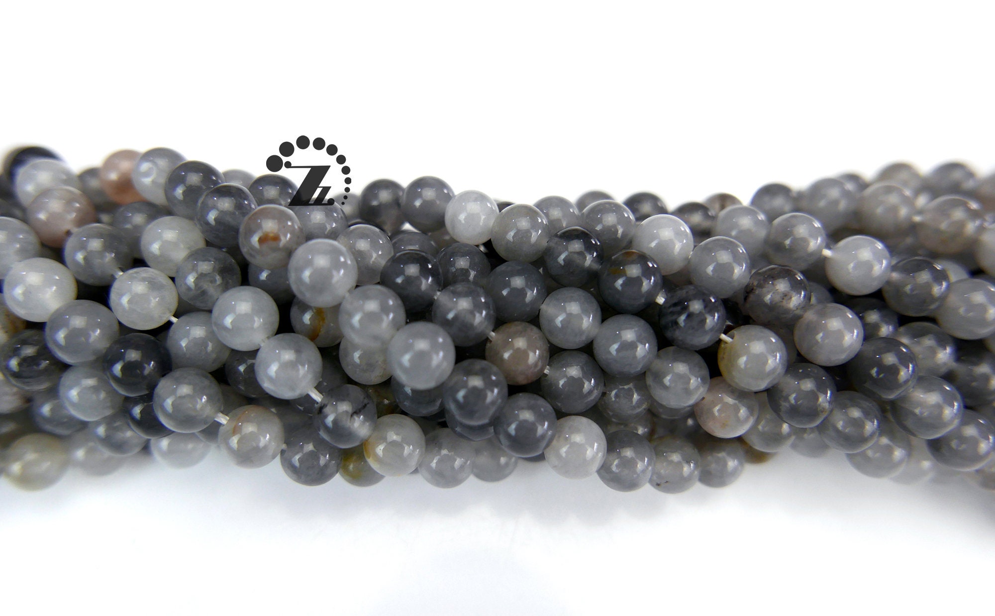 Gray Crystal Quartz Smooth Round Beads,crystal Quartz,cloud Crystal ...