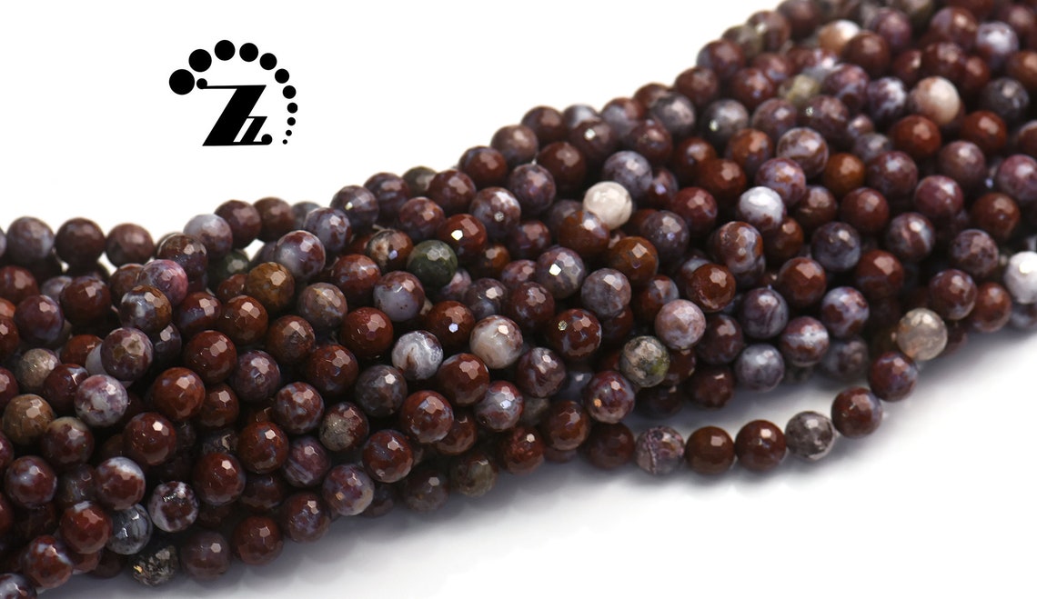 Red Lightning Agatefaceted128 Faces Round Beads Gemstone - Etsy