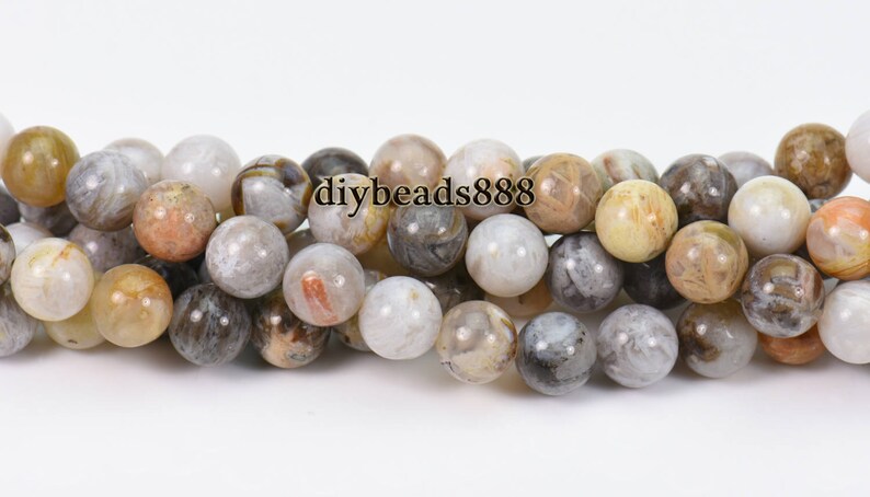 Bamboo Leaf Agate,15 Inch Full Strand Bamboo Leaf Agate Smooth Round ...