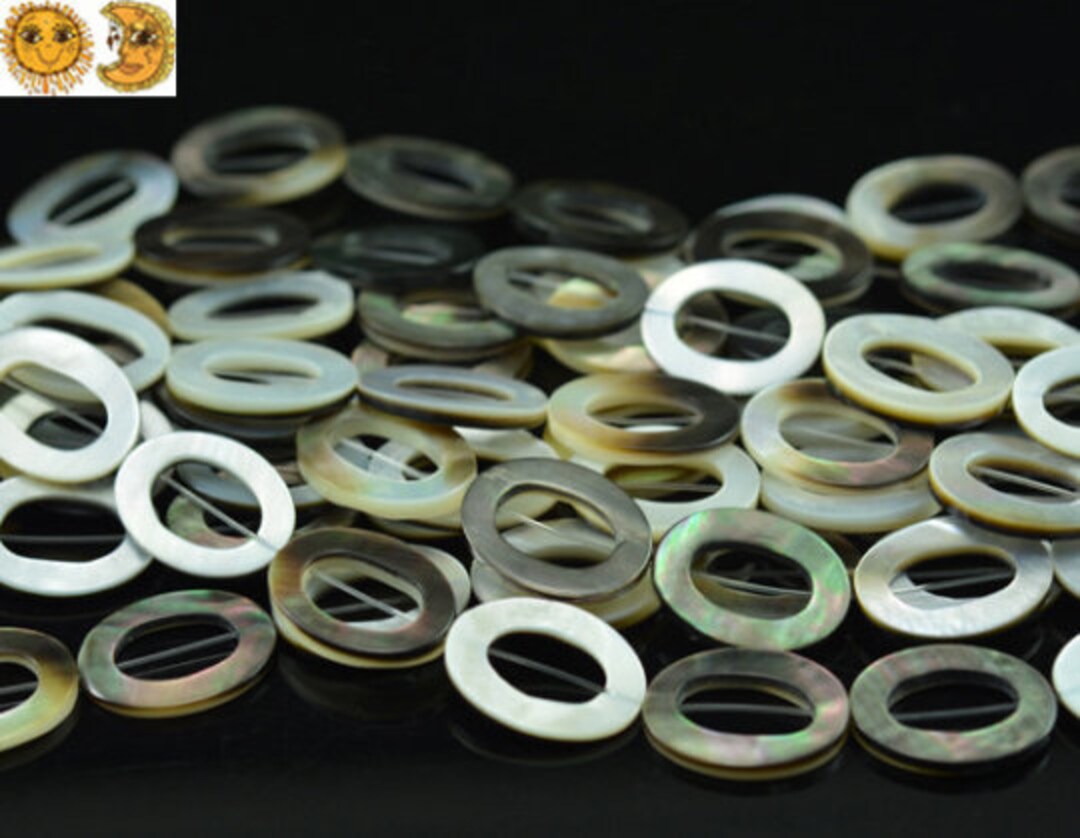 Black Shell,15 Inch Full Strand Natural Black Shell Smooth Oval Beads ...