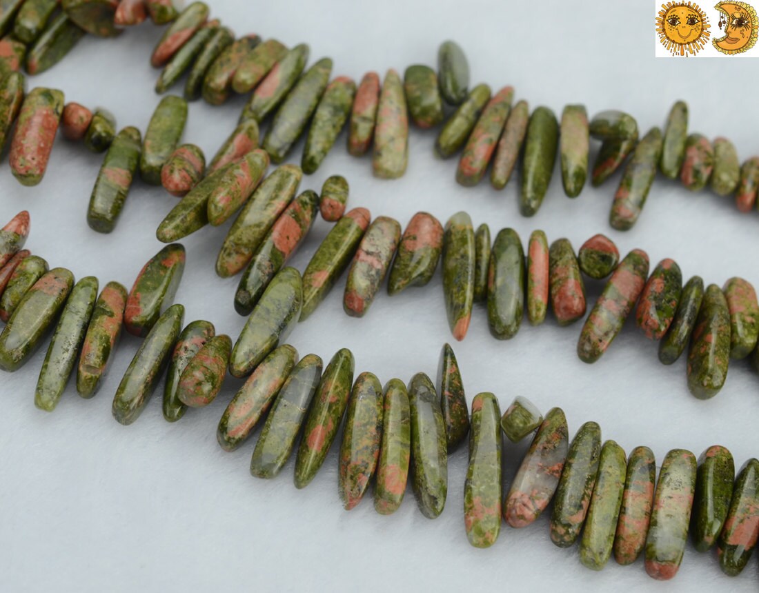 Unakite15 Inch Full Strand Unakite Smooth Stick Beadsspike - Etsy