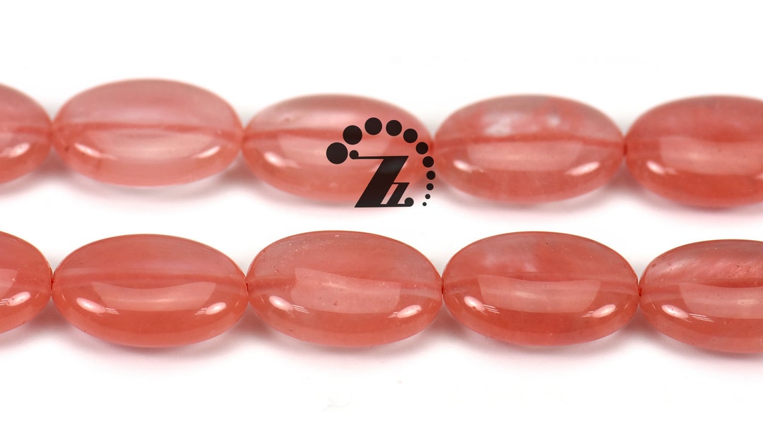 Cherry Quartz,15 Full Strand Cherry Quartz Smooth Oval Bead,diy Beads ...