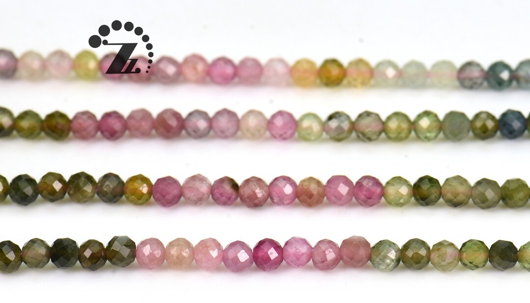 Multicolor Tourmaline Faceted Round Bead,genuine Tourmaline,rainbow ...