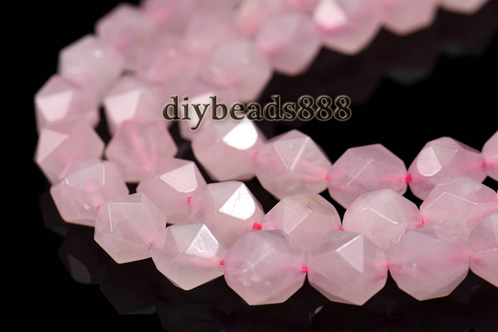 Rose Quartz15 full strand Rose Quartz Faceted Star Cut | Etsy