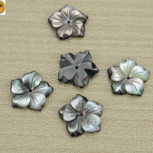 Black Shell,10 Pcs of Natural Black Shell Carved Flower Bead,button ...