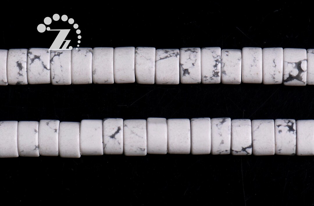 White Howlite,white Jade,black Stone Smooth Heishi Beads,3x6mm,15" Full ...