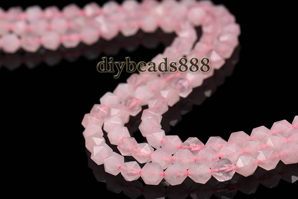 Rose Quartz15 full strand Rose Quartz Faceted Star Cut | Etsy