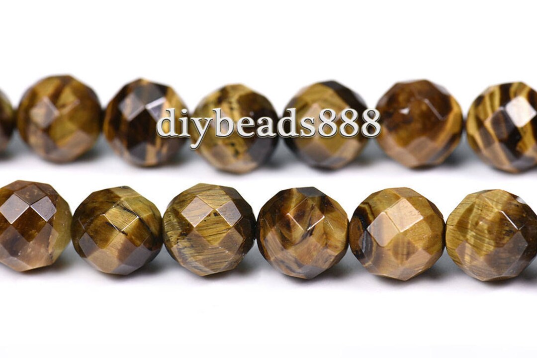 Yellow Tiger Eye,15 Inch Full Strand Yellow Tiger Eye Faceted(64 Faces ...