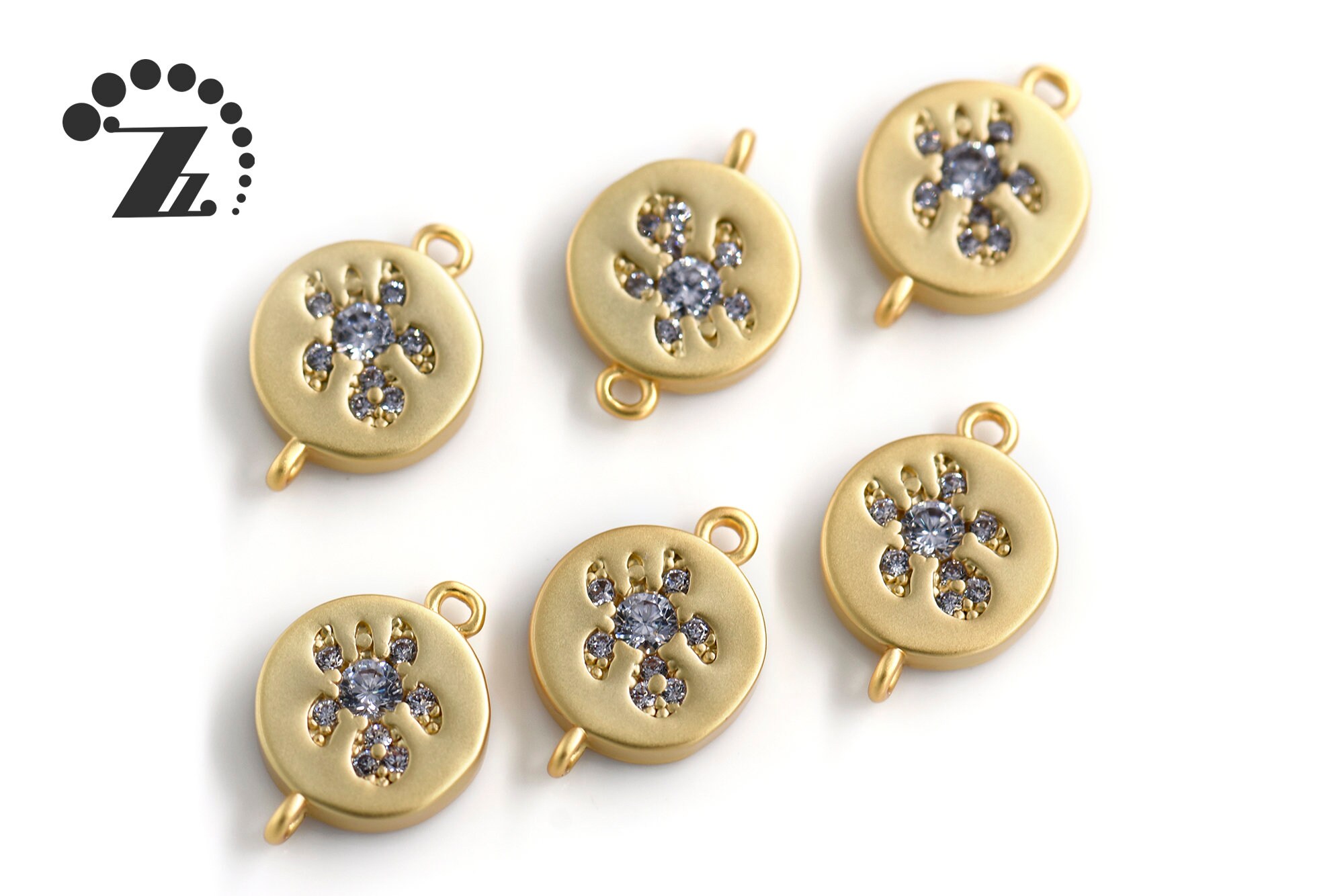 Brass round charms pendantMicro Pave CharmsGold/Sliver | Etsy