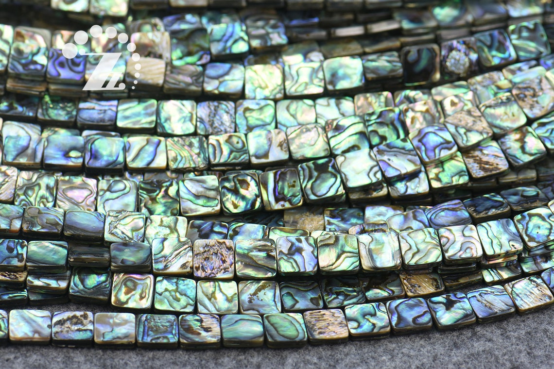 Abalone Shell Smooth Flat Square Beads,rainbow Abalone,paua Shell,sea ...