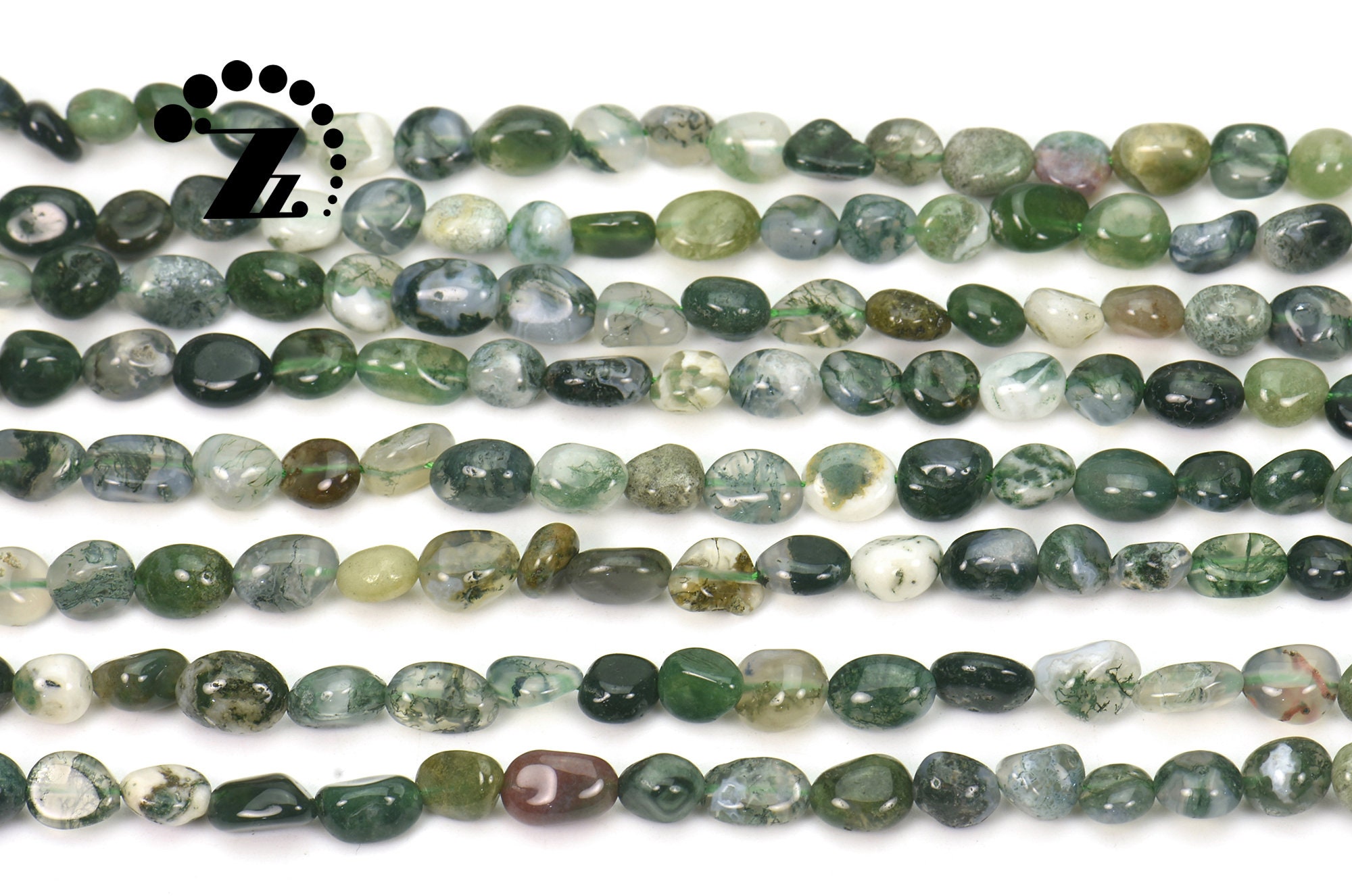 Moss Agate 15 Full Strand Natural Moss Agate | Etsy