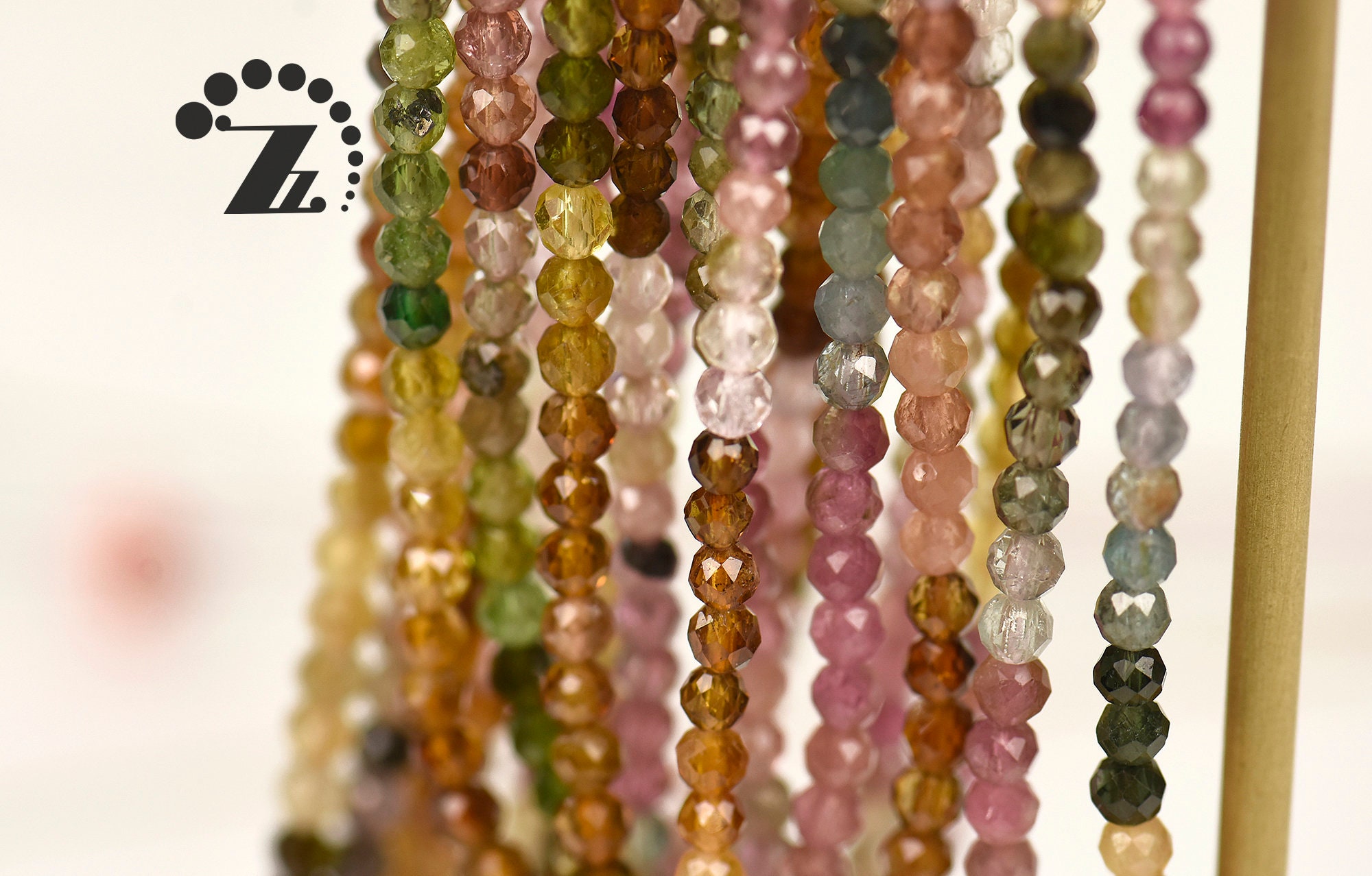 Multicolor Tourmaline faceted round beadGenuine | Etsy