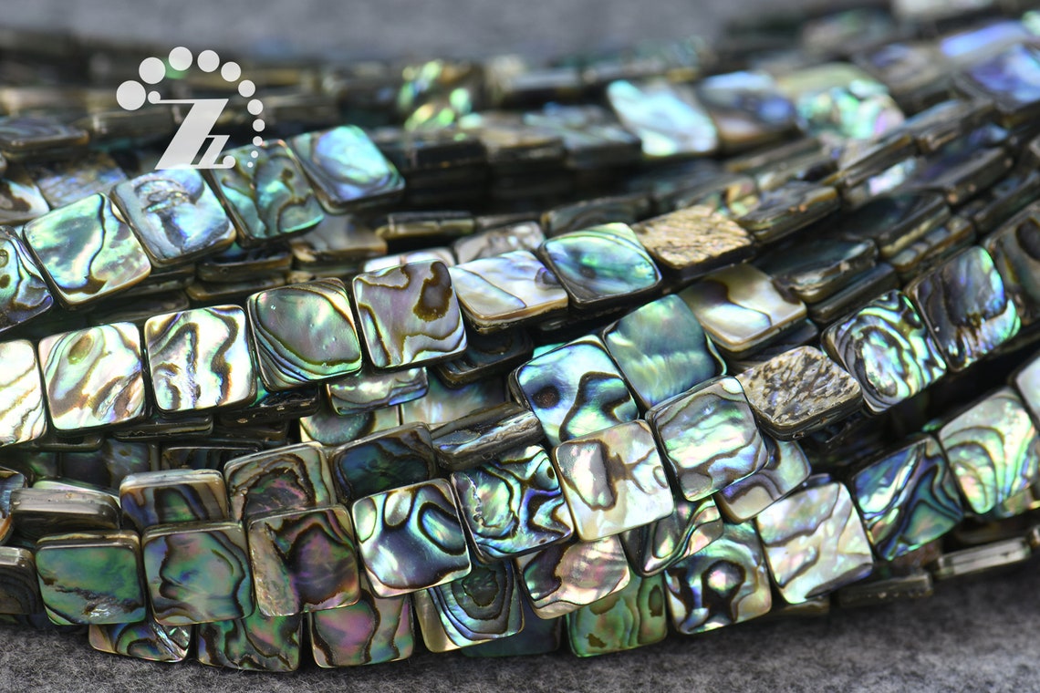 Abalone Shell Smooth Flat Square Beads,rainbow Abalone,paua Shell,sea ...