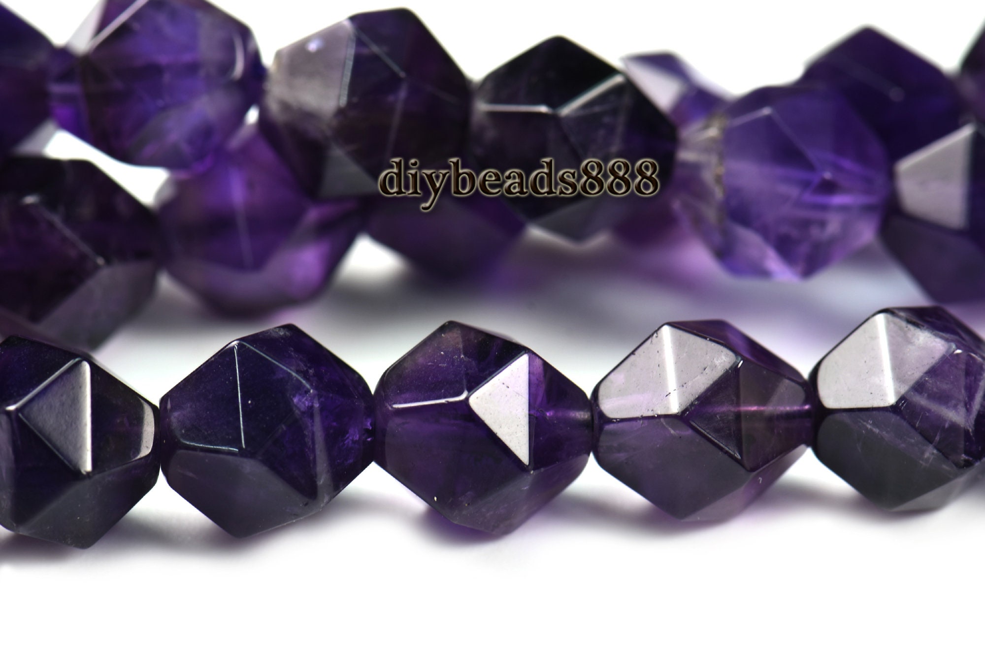 Crystal Quartz15 Full Strand Purple Amethyst Star Cut | Etsy