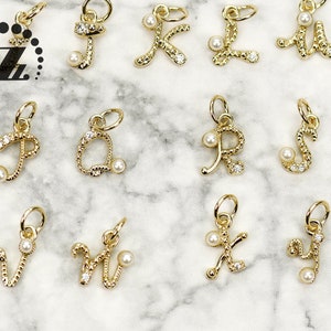 Brass 26 Letter Charmsmicro Pave 26 Letter Charmsletter - Etsy
