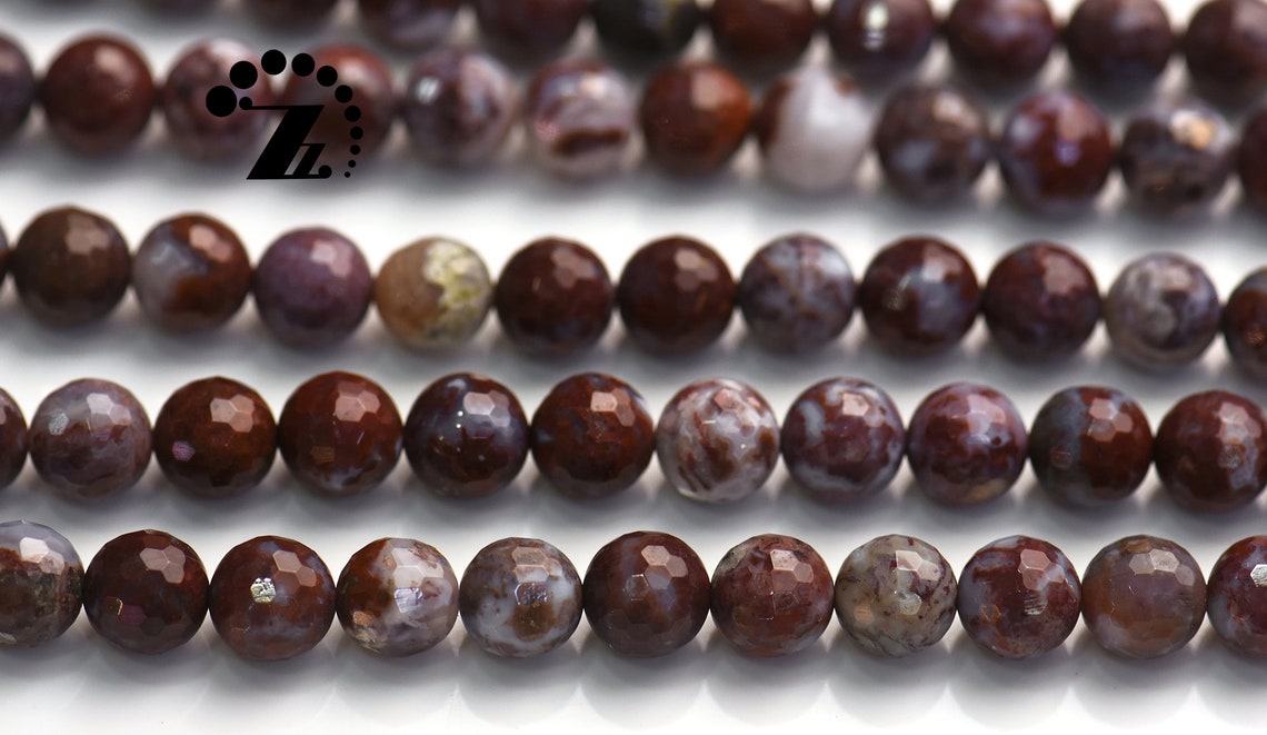 Red Lightning Agatefaceted128 Faces Round Beads Gemstone - Etsy