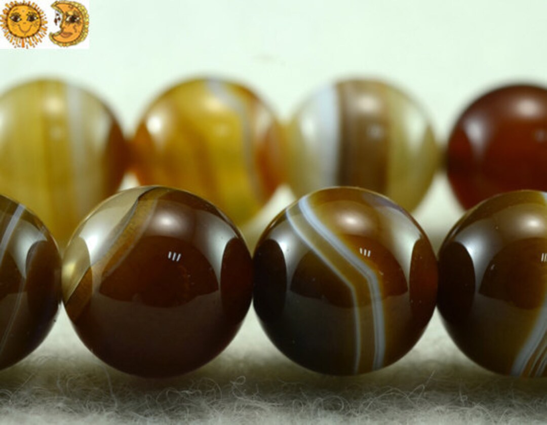 Brown Banded Agate,15 Inch Full Strand Natural Brown Banded Agate ...