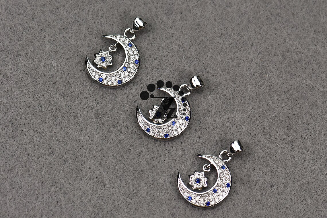 Copperrhinestone5 Pcs Silver Moon Pendantbeautiful - Etsy
