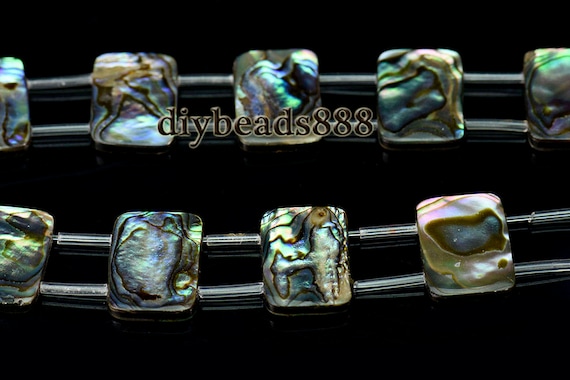 Abalone Shell Smooth Flat Rectangleoblong Shape Beadsrainbow | Etsy