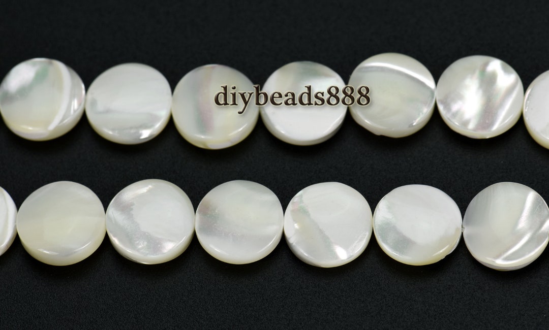 MOP,15 Inch Full Strand White Mop,mother of Pearl Smooth Coin Beads ...