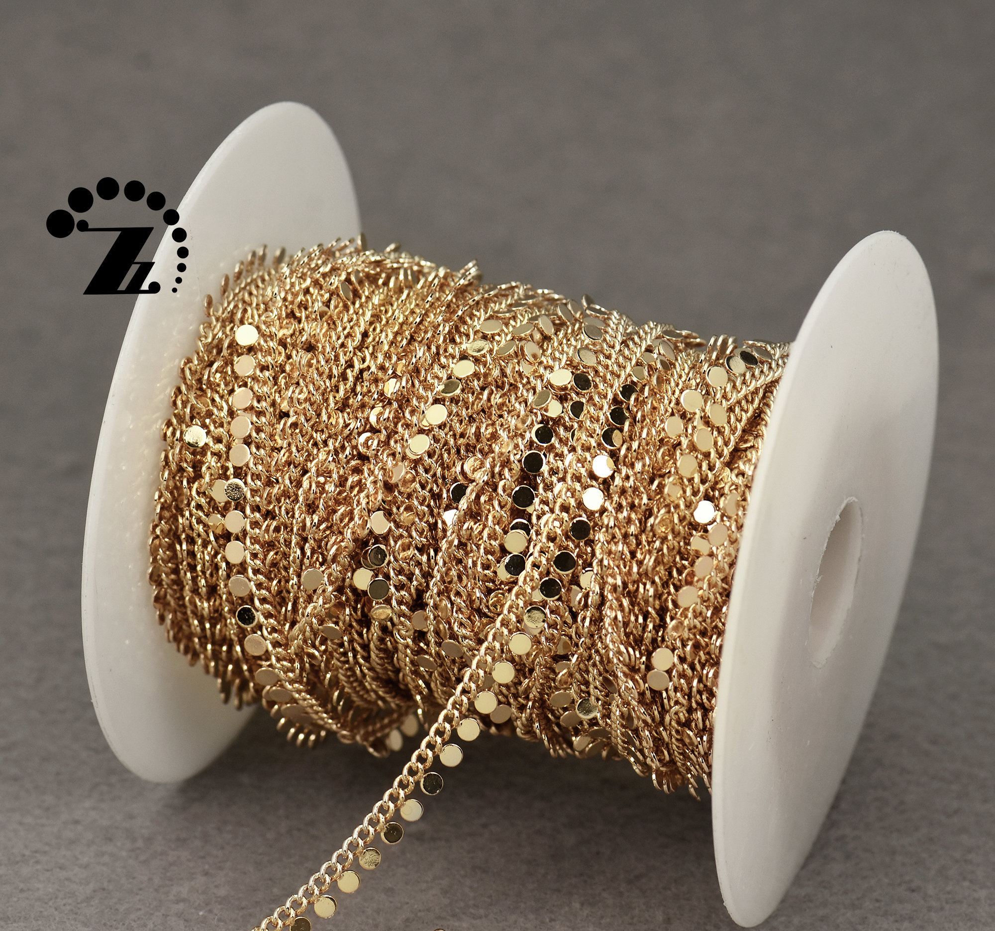 Gold Curb Chain with Round Charms18K Real Gold Plated | Etsy