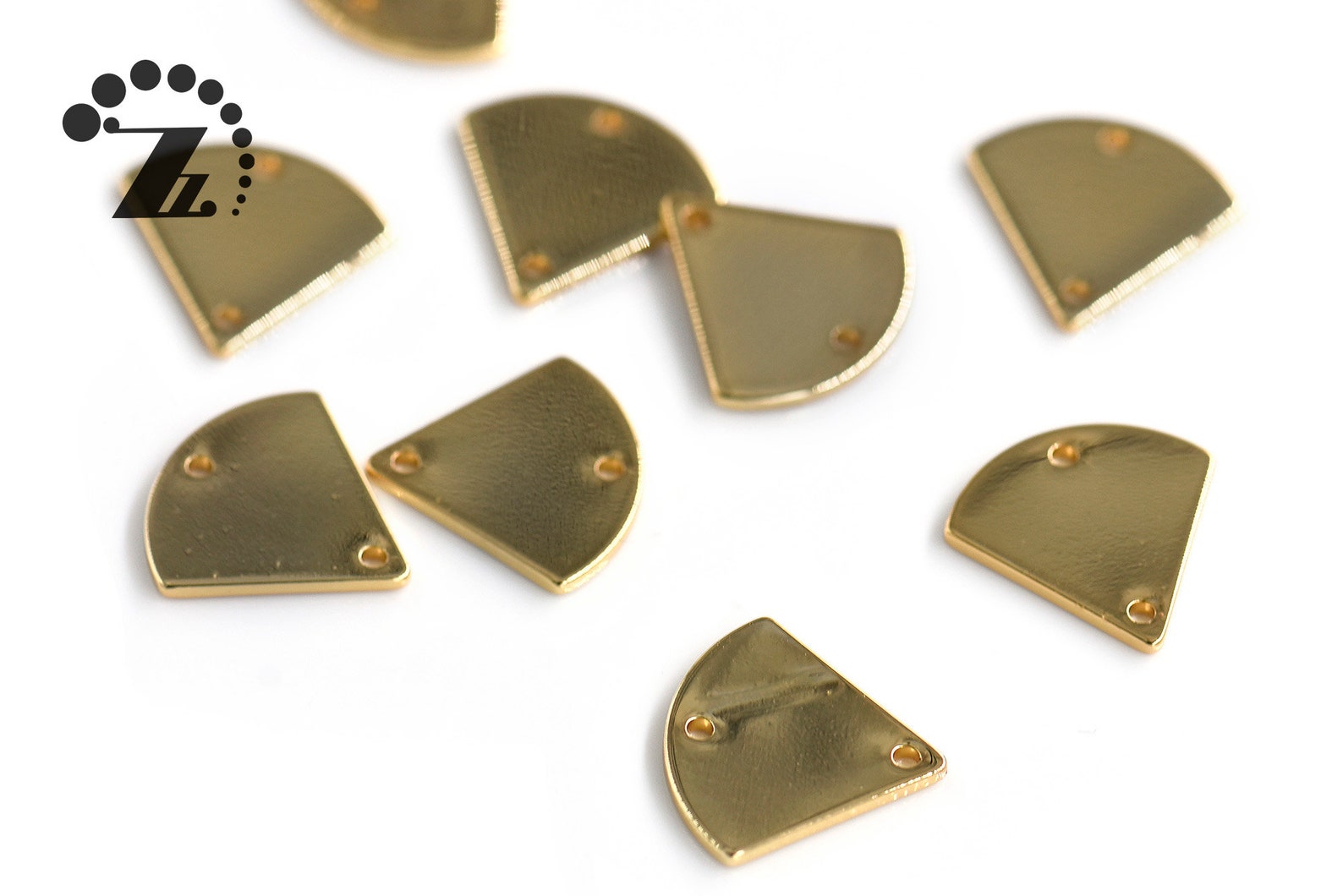 Brass Triangle Connector,fan Shaped Double Hoop Connector,gold Plated ...