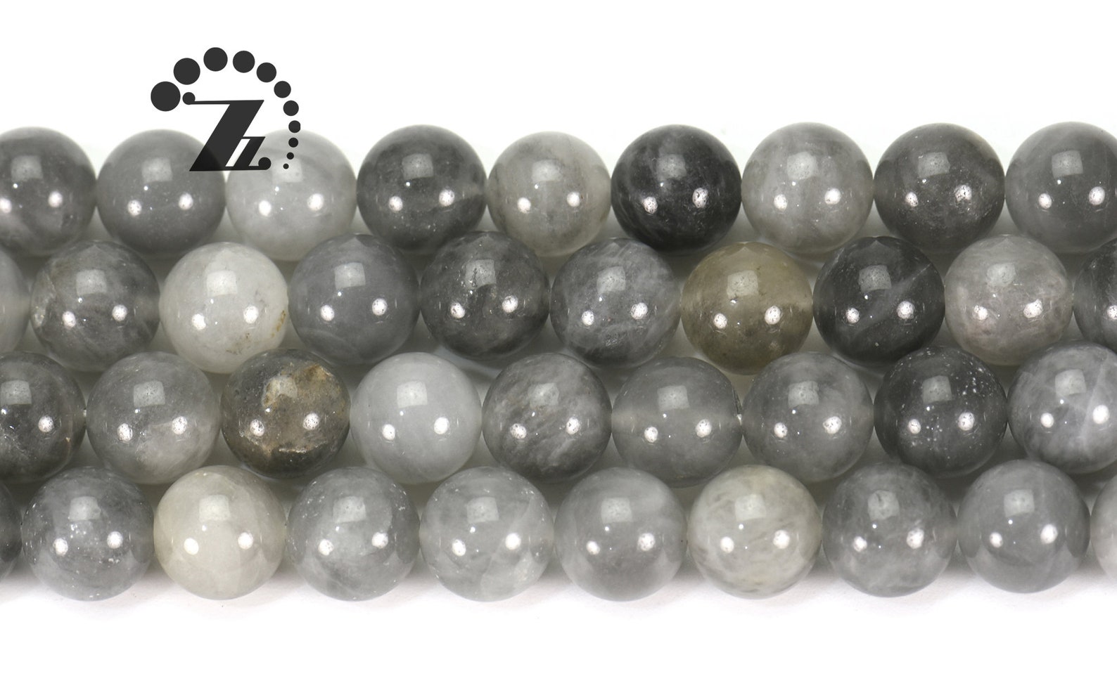 Gray Crystal Quartz Smooth Round Beads,crystal Quartz,cloud Crystal ...