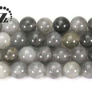 Gray Crystal Quartz Smooth Round Beads,crystal Quartz,cloud Crystal ...