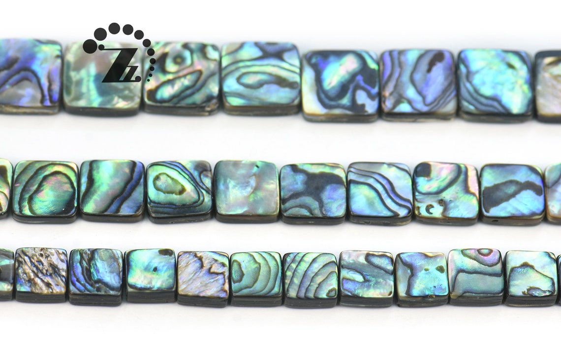Abalone Shell Smooth Flat Square Beads,rainbow Abalone,paua Shell,sea ...