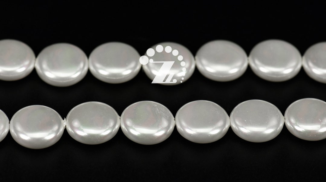 Shell Pearl,15" Full Strand Sea Shell Pearl Smooth Coin Beads,round ...
