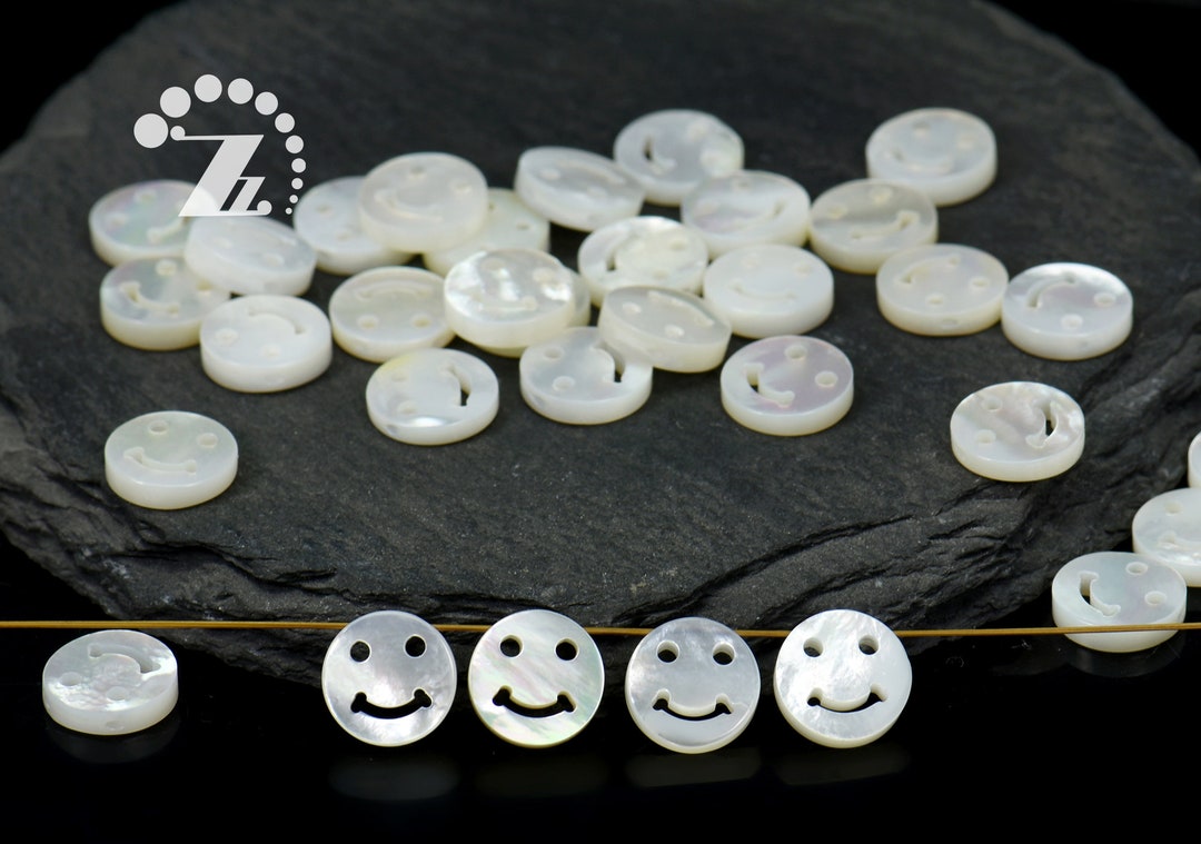 White MOP, MOP, Mother of Pearl Smiley Facer Round Beads,flat Beads,sea ...