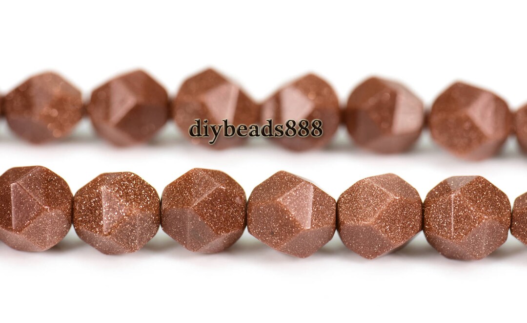 Goldstone,15" Full Strand Goldstone Star Cut Beads,faceted Round Beads ...